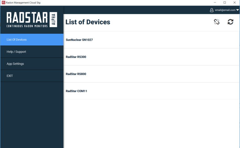 List of Devices - RadStar Alpha Radon Monitor - Radon Management Cloud