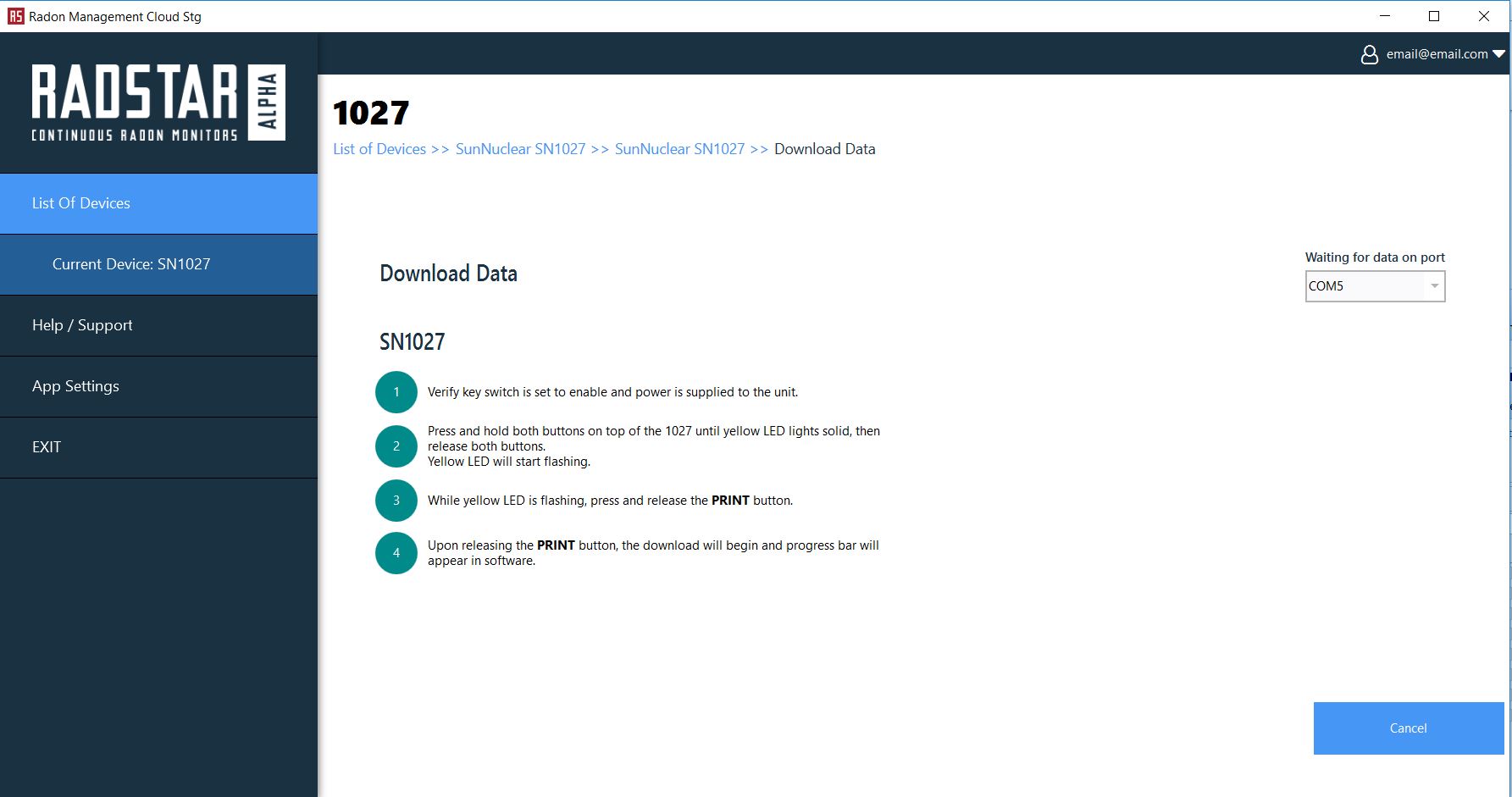 Download Data - RadStar Alpha Radon Monitor - Radon Management Cloud